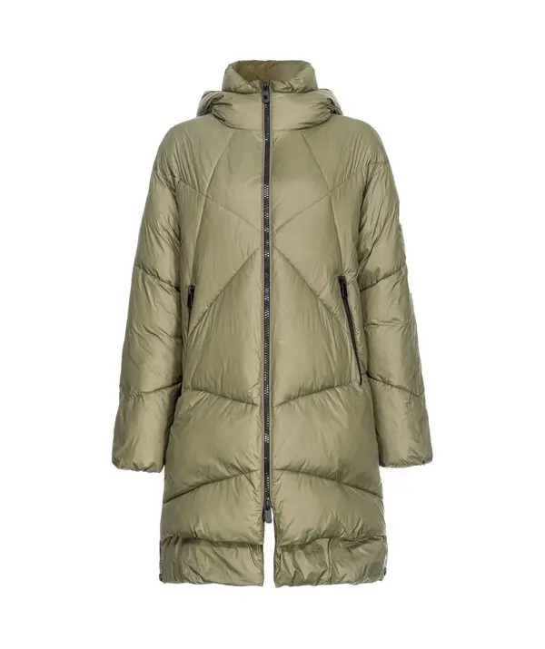 Pinko Quilted Hooded Coat - Light Green