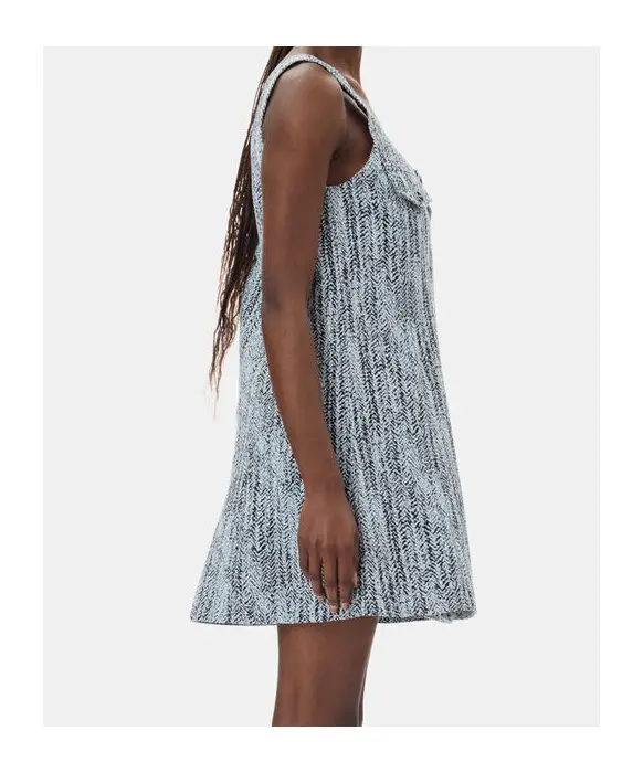GANNI Tweed Mini Dress With Square Neckline And Button Front