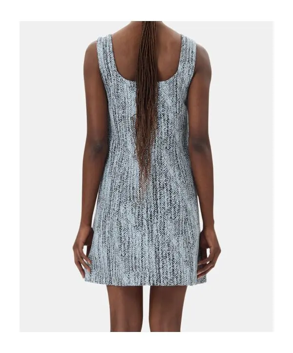 GANNI Tweed Mini Dress With Square Neckline And Button Front