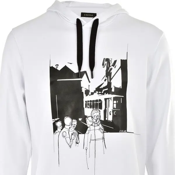 Zegna Printed Graphic Hooded Sweater