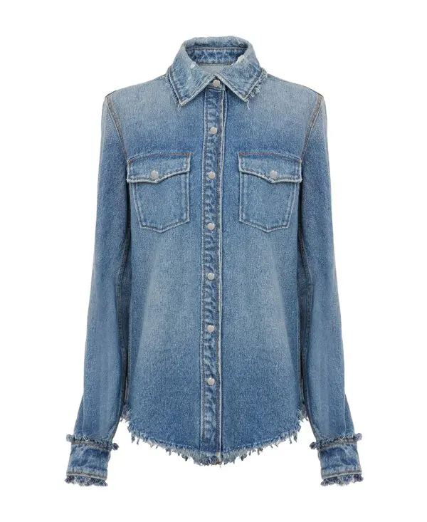 Chloé Frayed Edge Denim Shirt - Blue