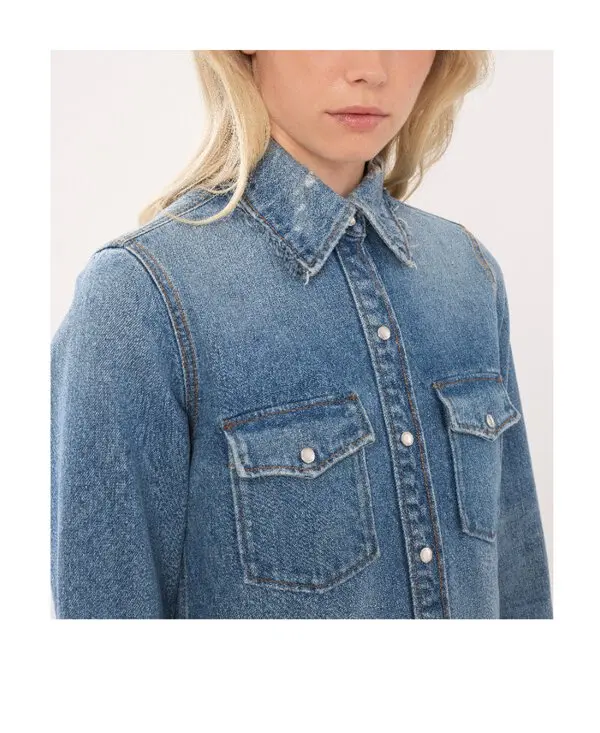 Chloé Frayed Edge Denim Shirt - Blue