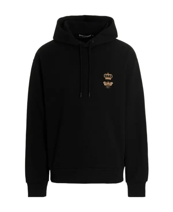 Dolce & Gabbana Dolce Gabbana Logo Embroidered Drawstring Hoodie - Black