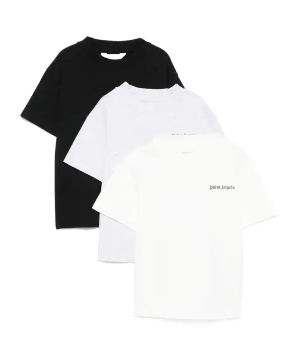 Palm Angels Logo Embroidered Cotton T-shirt - Black