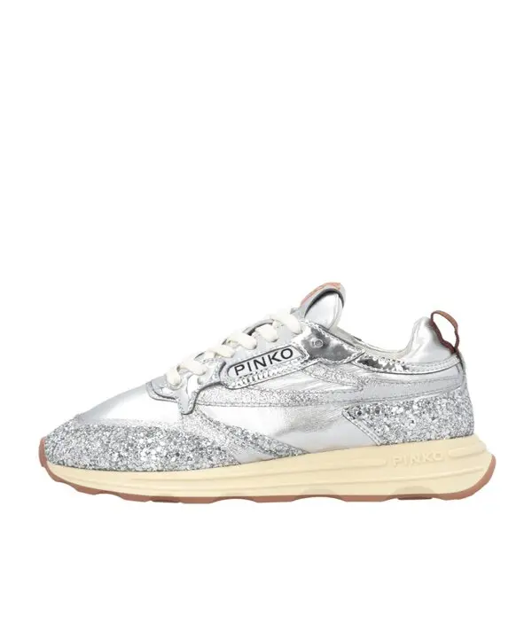 Pinko Metallic Glitter Lace-up Sneakers