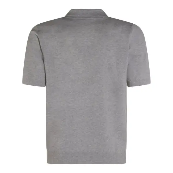 Eleventy Open Collar Fine Knit Polo Shirt - Grey