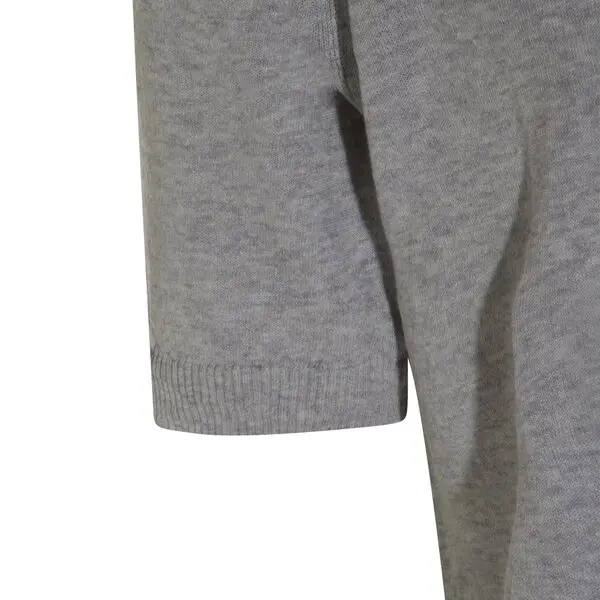 Eleventy Open Collar Fine Knit Polo Shirt - Grey