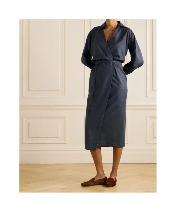 Brunello Cucinelli Long-sleeve Wrap Detailed Midi Dress