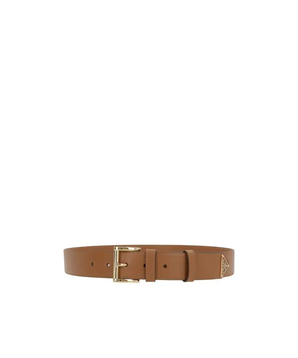 Prada Logo Plaque Square-buckle Belt - Light Brown