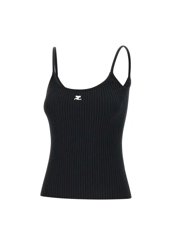 COURREGES Courrèges Ribbed Knit Tank Top - Black