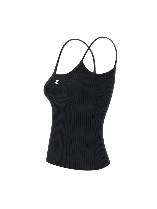 COURREGES Courrèges Ribbed Knit Tank Top - Black