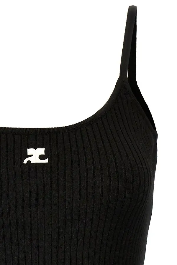 COURREGES Courrèges Ribbed Knit Tank Top - Black