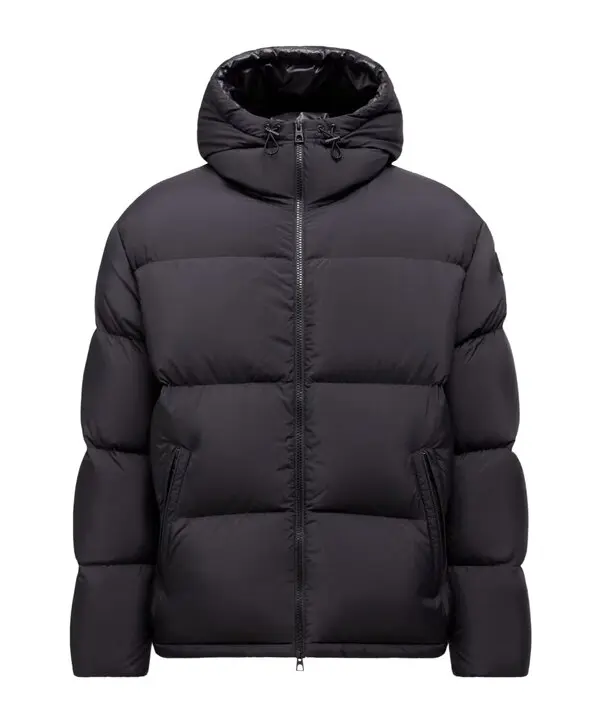 Moncler Zip-up Hooded Down Jacket With Drawstring Hem - Black