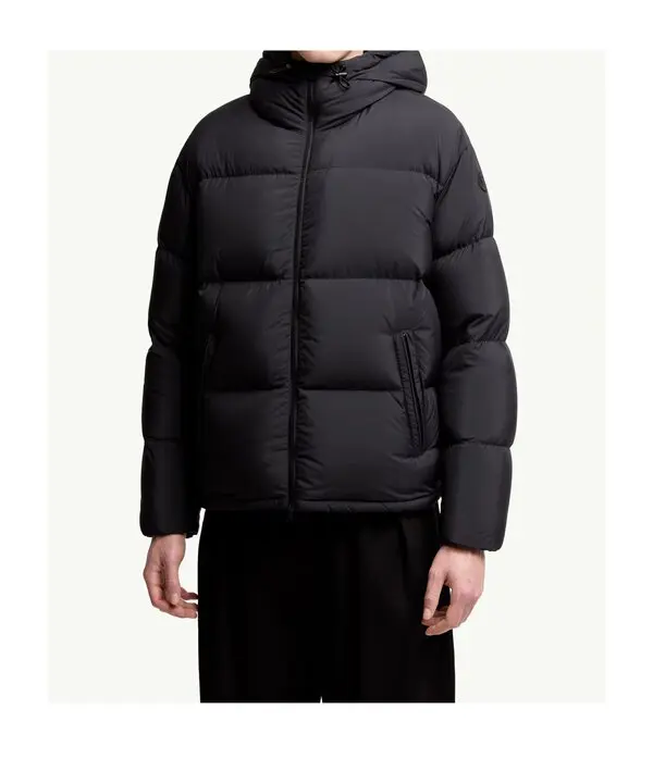 Moncler Zip-up Hooded Down Jacket With Drawstring Hem - Black
