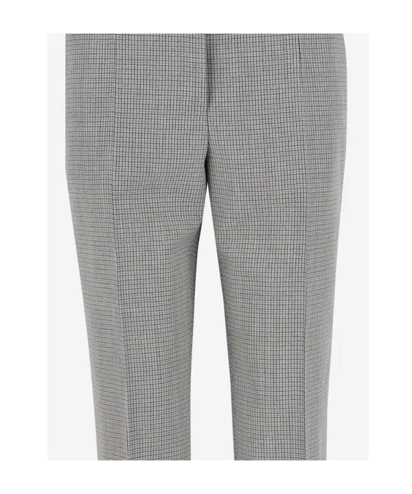 JIL SANDER Tailored Checked Trousers With Rear Slits - Gray