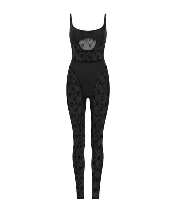 MARINE SERRE Moonogram Mesh Flocked Catsuit