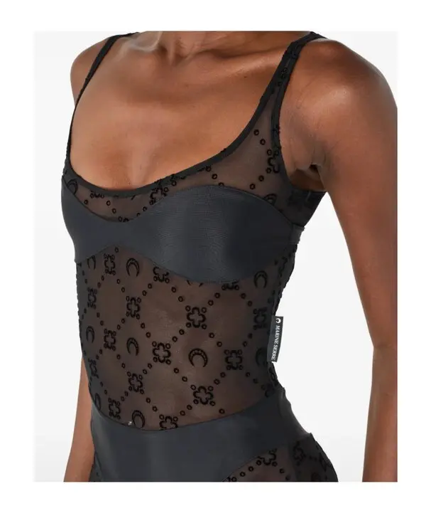 MARINE SERRE Moonogram Mesh Flocked Catsuit
