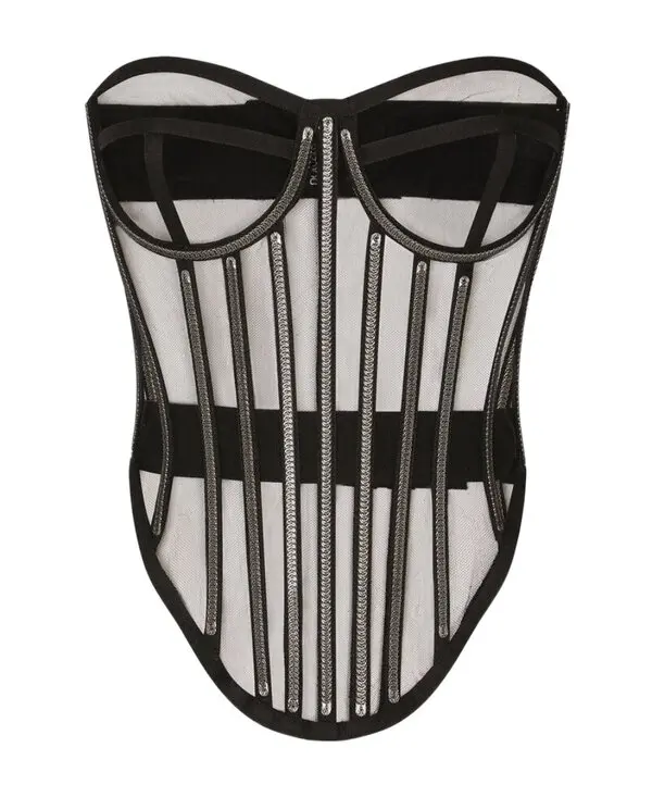 Dolce & Gabbana Tulle Corset Top - Black