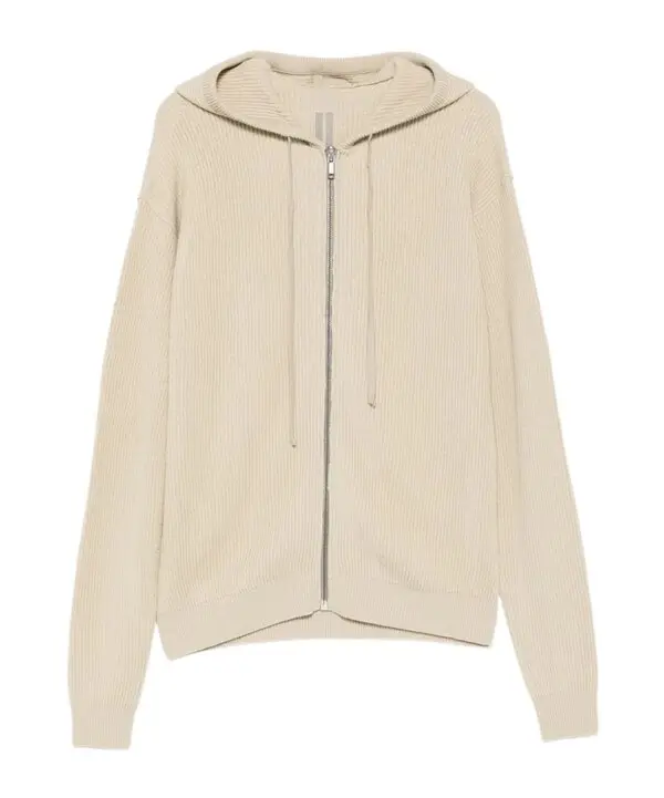 Rick Owens Zip-up Knitted Hoodie - Light Beige