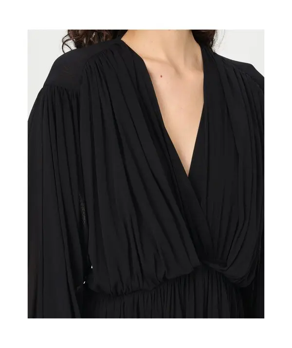 Philosophy Di Lorenzo Serafini Long V-neck Dress With Pleated Design