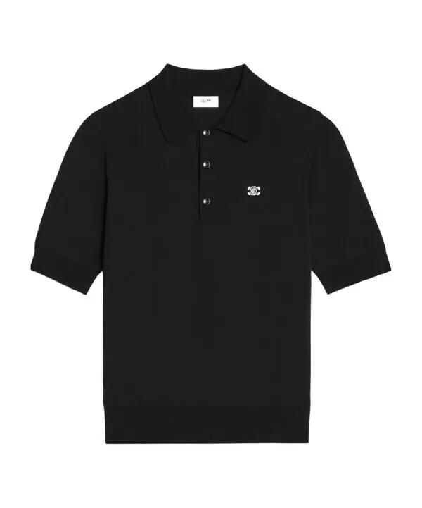 Celine Triomphe Polo In Fine Cotton - Black