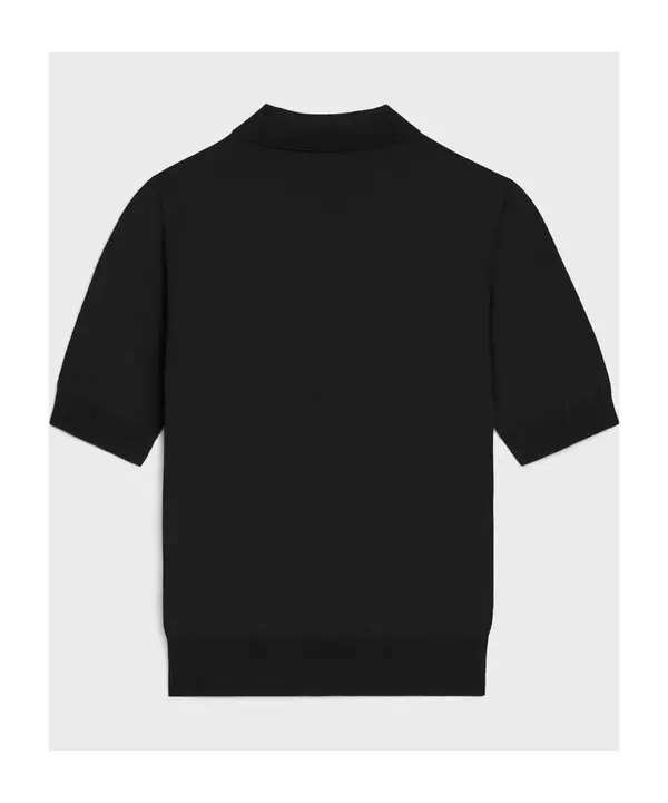 Celine Triomphe Polo In Fine Cotton - Black