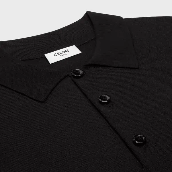 Celine Triomphe Polo In Fine Cotton - Black