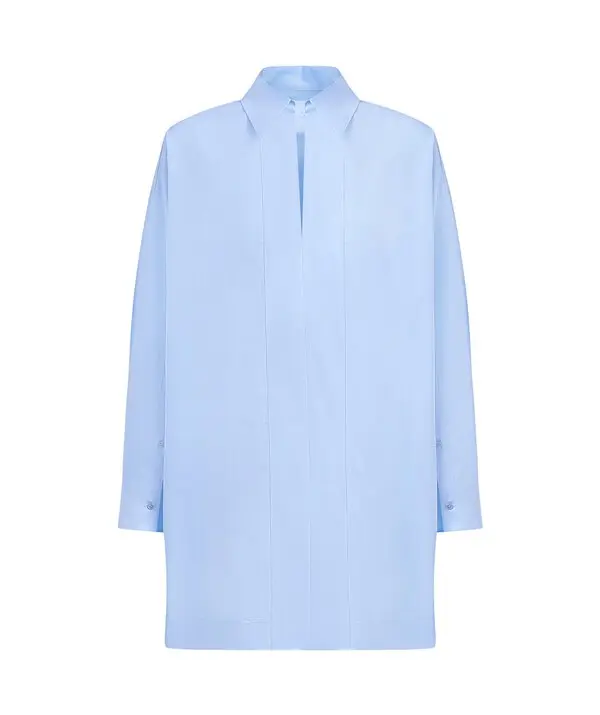 DONDUP V-neck Shirt Dress With Buttoned Cuffs - Blue