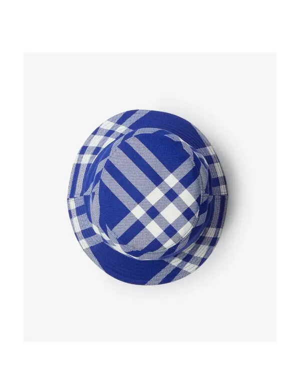 Burberry Checked Bucket Hat - Blue