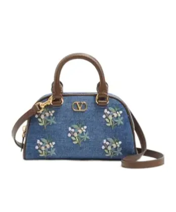 Valentino Garavani Vlogo Signature Denim Mini Top Handle Bag