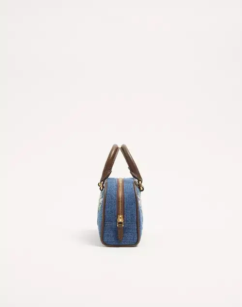 Valentino Garavani Vlogo Signature Denim Mini Top Handle Bag