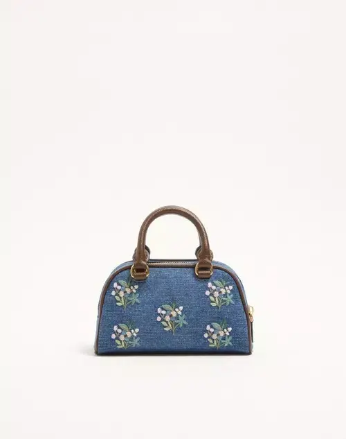 Valentino Garavani Vlogo Signature Denim Mini Top Handle Bag