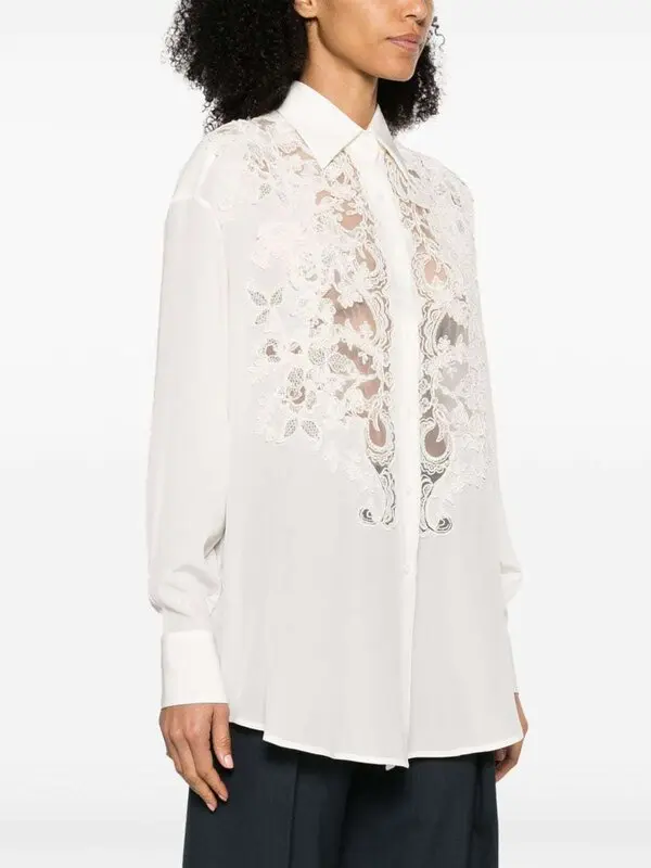 Ermanno Scervino Floral Lace Silk Shirt