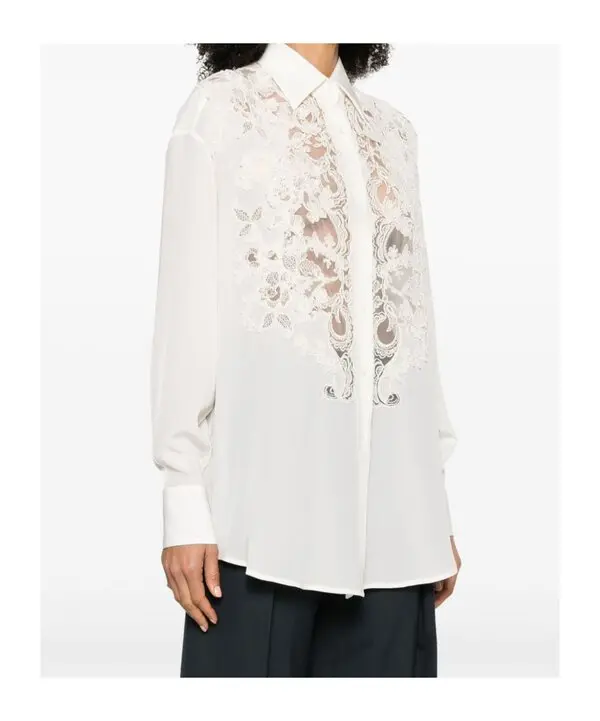 Ermanno Scervino Floral Lace Silk Shirt