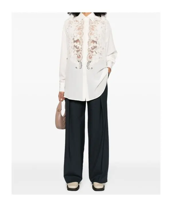 Ermanno Scervino Floral Lace Silk Shirt