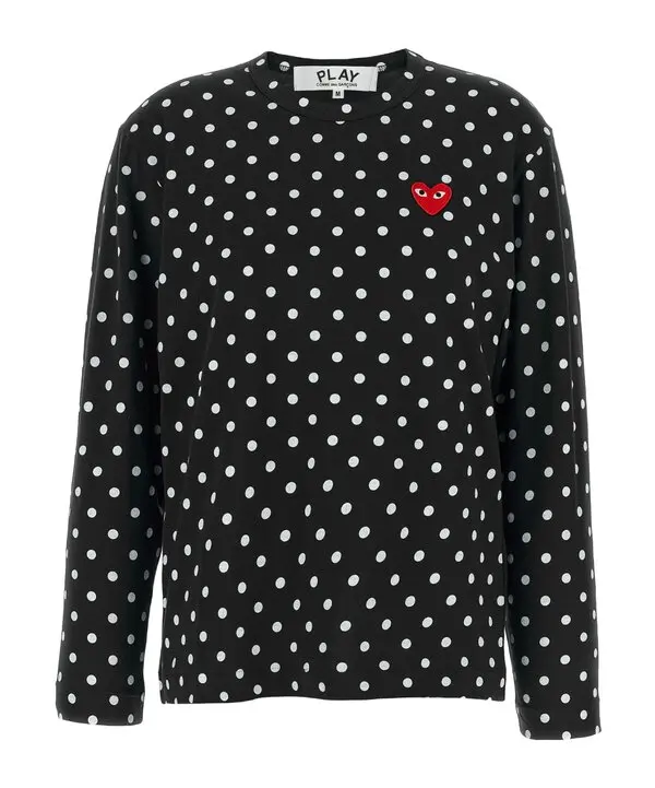 Play Comme Des Garcon Polka Dot Long Sleeve T-shirt - Black