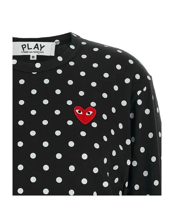Play Comme Des Garcon Polka Dot Long Sleeve T-shirt - Black