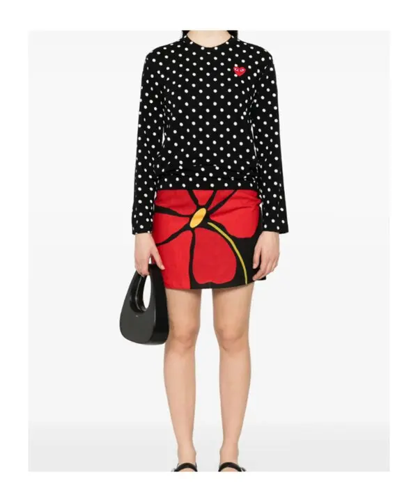 Play Comme Des Garcon Polka Dot Long Sleeve T-shirt - Black