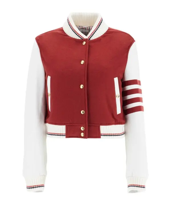 Thom Browne Striped Buttoned Bomber Jacket - Red