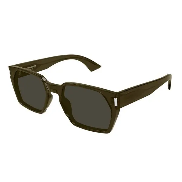 Saint Laurent Rectangle-frame Logo Lettering Sunglasses - Brown