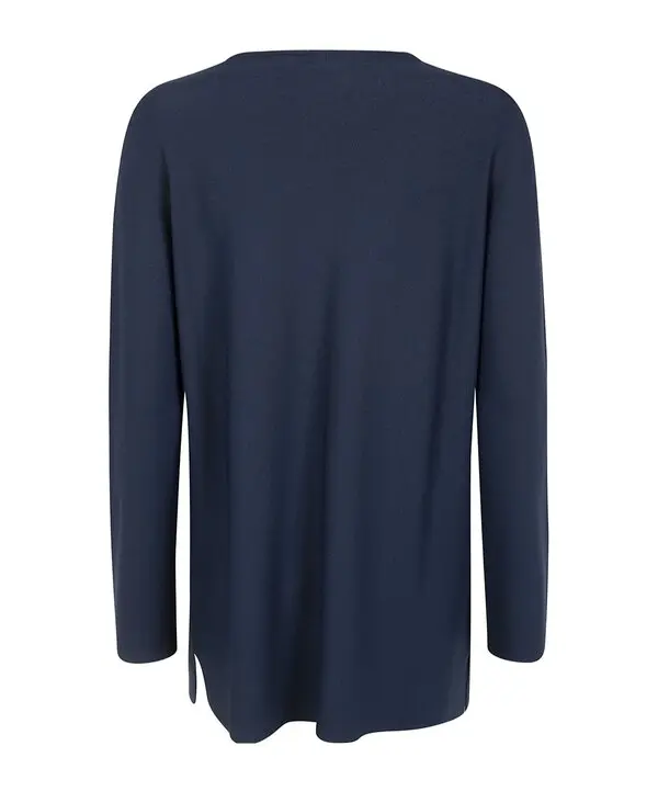 D.exterior Fine-knit Cardigan With V-neck And Hook-and-eye Closure - Blue