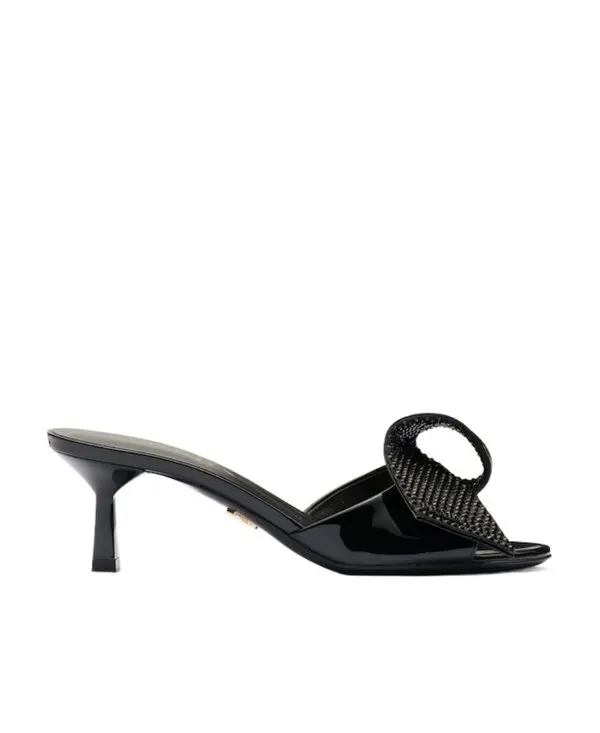 Prada Bow-detailed Slip-on Sandals With Crystal Embellishments