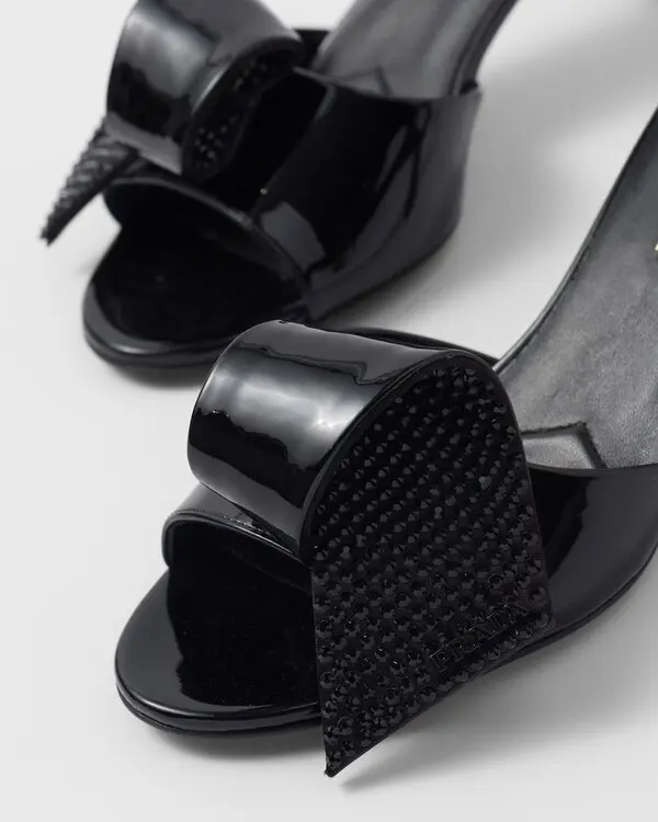 Prada Bow-detailed Slip-on Sandals With Crystal Embellishments