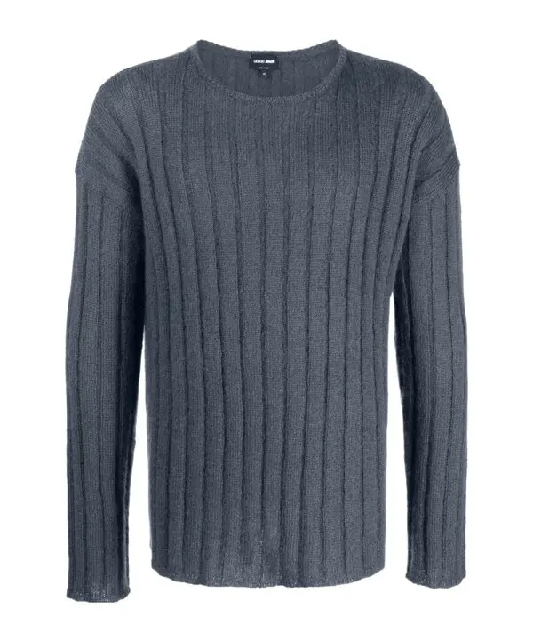Giorgio Armani Ribbed Knit Mohair-wool Blend Jumper - Black