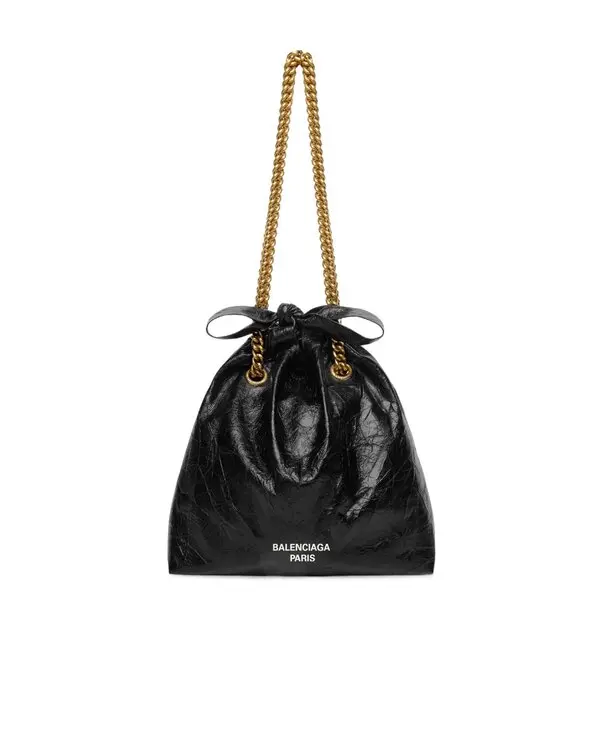 Balenciaga Crush Small Tote Bag With Chain Strap - Black