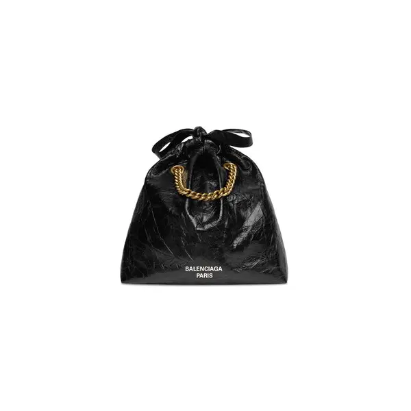 Balenciaga Crush Small Tote Bag With Chain Strap - Black