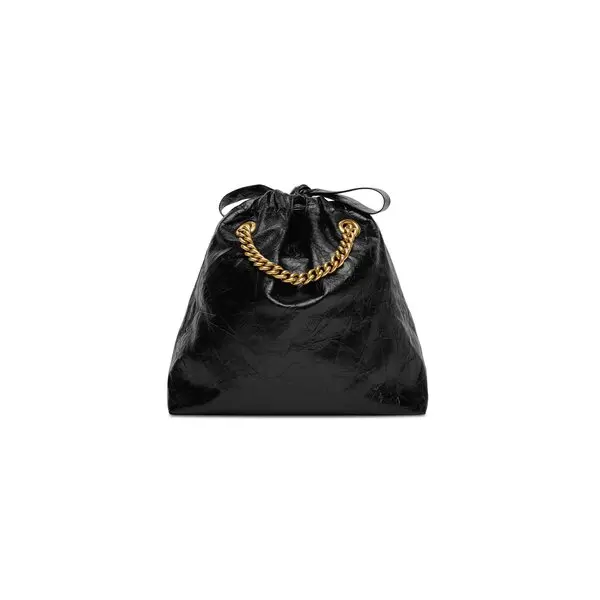 Balenciaga Crush Small Tote Bag With Chain Strap - Black
