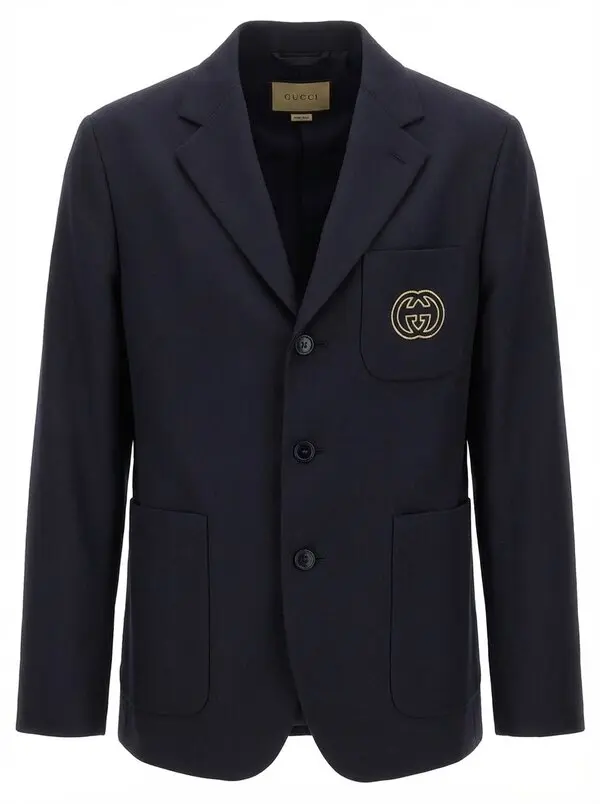 Gucci Interlocking G Single Breasted Blazer - Blue