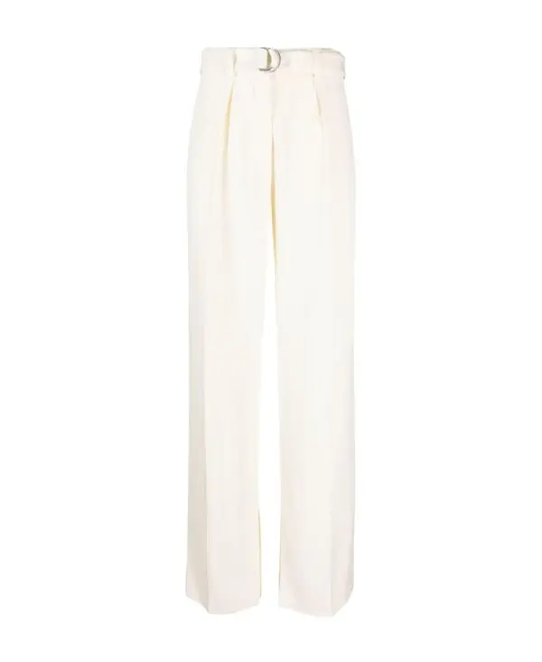 JIL SANDER High Waist Wide Leg Trousers - White