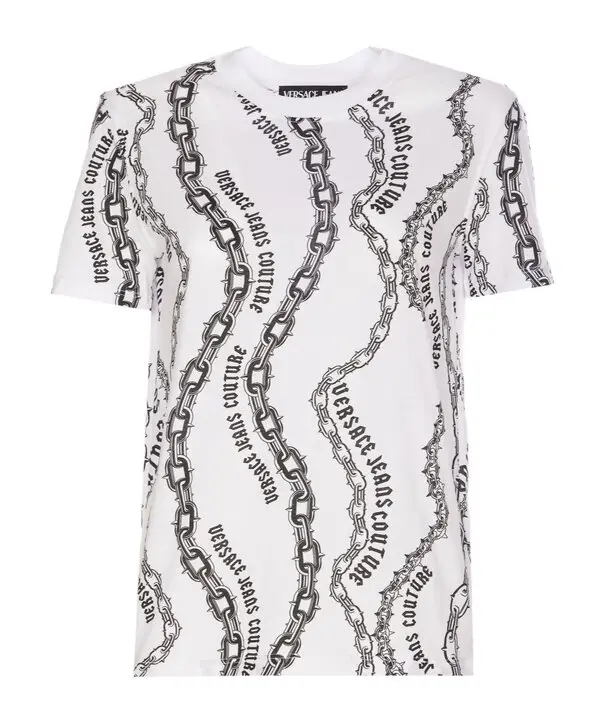 Versace Chain Print Crewneck T-shirt - White/black